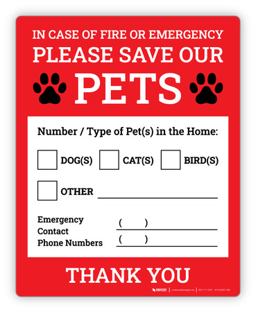 In Case of Fire or Emergency Please Save Our Pets - Label | Creative ...