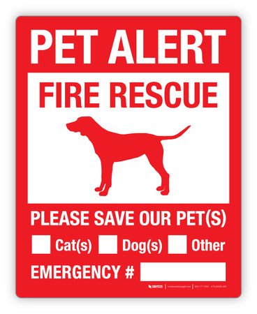 Pet Alert Fire Rescue - Please Save Our Pet(s) (Dog) - Label