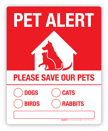 Pet Alert - Please Rescue Our Pet(s) (# of Dogs/Cats/Birds/Rabbits) - Label