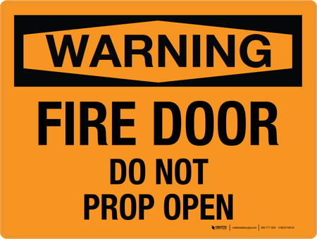 Warning: Fire Door Do Not Prop Open Landscape - Wall Sign