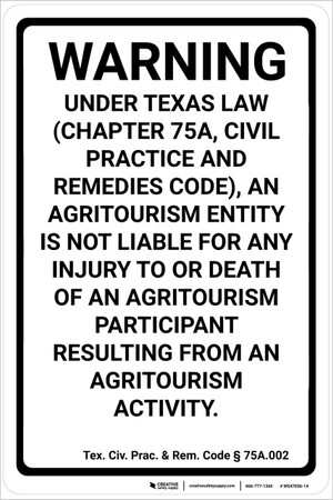 Responsabilidad equina de Texas tx - letrero de pared