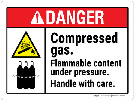 Danger: Compressed Gas Flammable Content Under Pressure Handle With ...