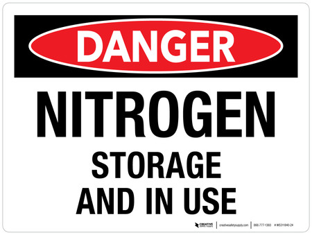Danger: Nitrogen Storage And In Use Landscape - Wall Sign | Creative ...