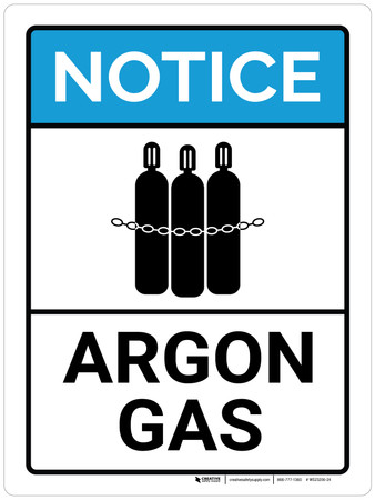 Notice: Argon Gas ANSI Portrait - Wall Sign | Creative Safety Supply