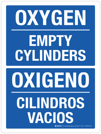 Oxygen Empty Cylinders Bilingual Portrait - Wall Sign