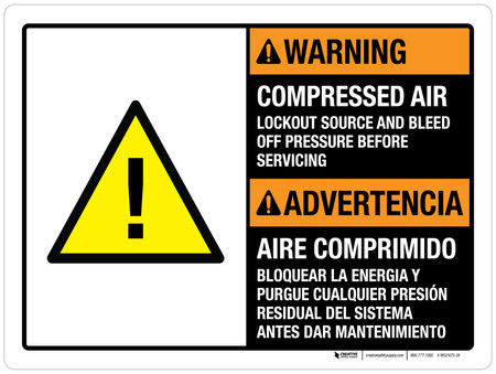 Warning: Compressed Air Lockout Source And Bleed Off Pressure Before ...