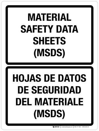 Material Safety Data Sheets (MSDS) Bilingual Portrait - Wall Sign