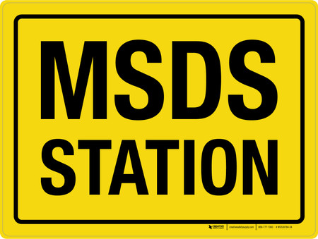MSDS Station Yellow Landscape - Wall Sign | Creative Safety Supply