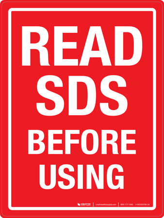 Read SDS Before Using Red Portrait - Wall Sign