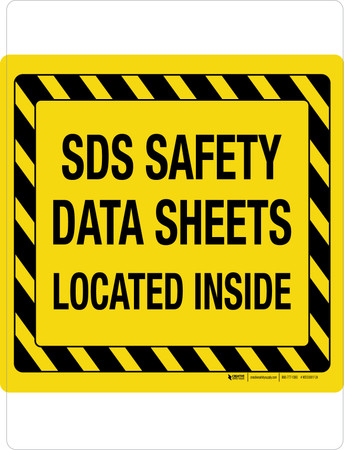 SDS Safety Data Sheets Located Inside with Black and Yellow Hazard ...