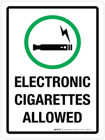 Electronic Cigarettes Allowed Portrait - Wall Sign