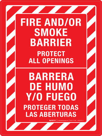 Fire And Or Smoke Barrier Protect All Openings Bilingual Portrait ...