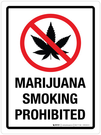 Marijuana Smoking Is Prohibited Portrait - Wall Sign | Creative Safety ...