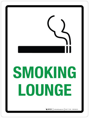 Smoking Lounge with Icon Portrait - Wall Sign | Creative Safety Supply