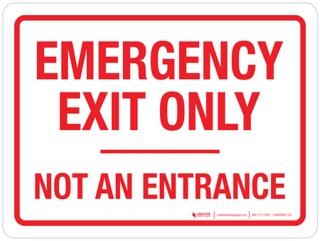 Emergency Exit Only - Not An Entrance Landscape - Wall Sign | Creative ...
