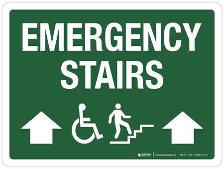 Emergency Stairs Up Arrows Up (ADA) Landscape - Wall Sign | Creative ...