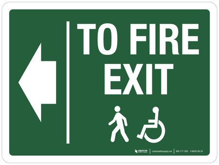 To Fire Exit Left Arrow (ADA) Landscape - Wall Sign