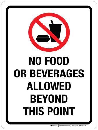 No Food Or Beverages Allowed Beyond This Point Portrait - Wall Sign ...
