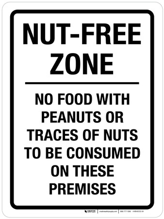Nut-Free Zone: No Food With Peanuts Or Traces Of Nuts Portrait - Wall ...