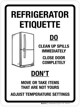 Refrigerator Etiquette - Do & Don't Portrait - Wall Sign | Creative ...