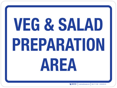 Veg & Salad Preparation Area Landscape - Wall Sign | Creative Safety Supply
