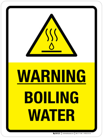 Warning: Boiling Water Portrait - Wall Sign