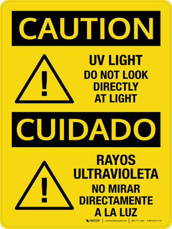 Caution: UV Light Do Not Look Directly At Light Bilingual Portrait ...