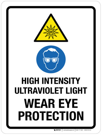 High Intensity Ultraviolet Light Wear Eye Protection Portrait - Wall Sign
