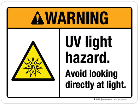 Warning: UV Light Hazard Avoid Looking Directly At Light ANSI Landscape ...