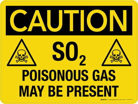 Caution: SO2 Poisonous Gas May Be Present Landscape - Wall Sign