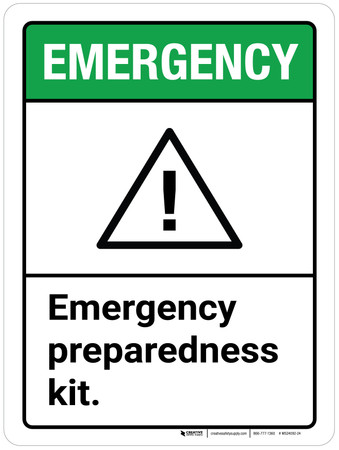 Emergency: Emergency Preparedness Kit ANSI Portrait - Wall Sign ...