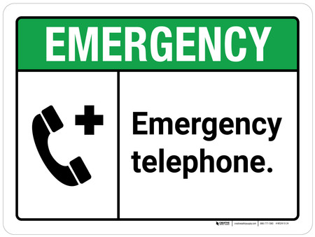 Emergency: Emergency Telephone ANSI Landscape - Wall Sign | Creative ...