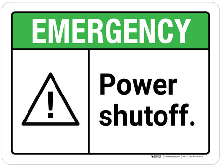 Emergency: Power Shutoff ANSI Landscape - Wall Sign | Creative Safety ...