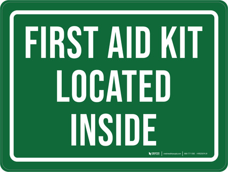 First Aid Kit Located Inside Landscape - Wall Sign | Creative Safety Supply