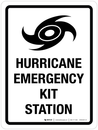 Hurricane Emergency Kit Station Portrait - Wall Sign