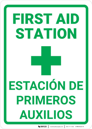 First Aid First Aid Station Bilingual Spanish - Wall Sign