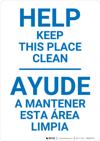 Housekeeping Clean Bilingual Spanish - Wall Sign