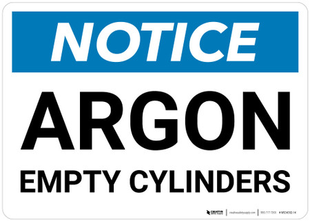 Notice: Argon Empty Cylinders - Wall Sign | Creative Safety Supply