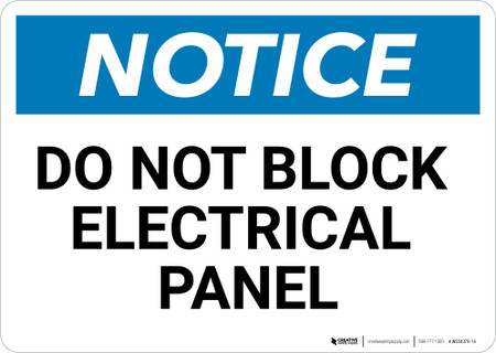 Notice: Do Not Block Electrical Panel - Wall Sign