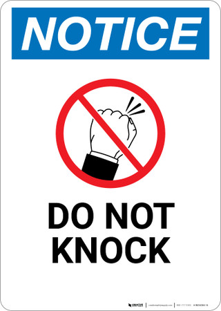 Notice: Do Not Knock with Icon - Wall Sign