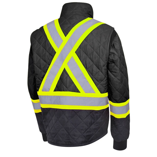 Pioneer 5017 Hi-Vis Quilted Freezer/ Work Safety Jacket - Black ...