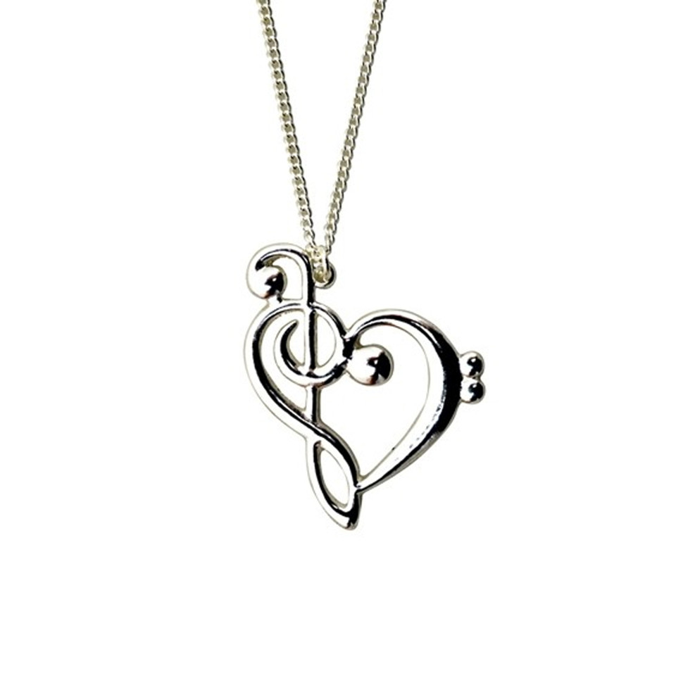 Bass and Treble Clef Heart Necklace - Ted Brown Music Company
