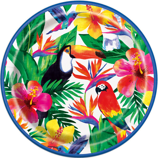 Palm Tropical Luau Dinner Plates - Party Time, Inc.