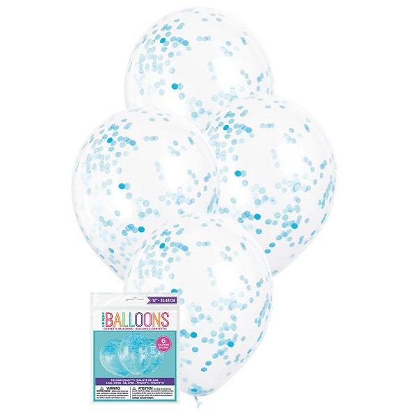 Powder Blue Confetti Latex Balloons - Party Time, Inc.