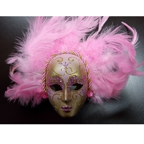 Pink Feather Mask Decoration - Party Time, Inc.