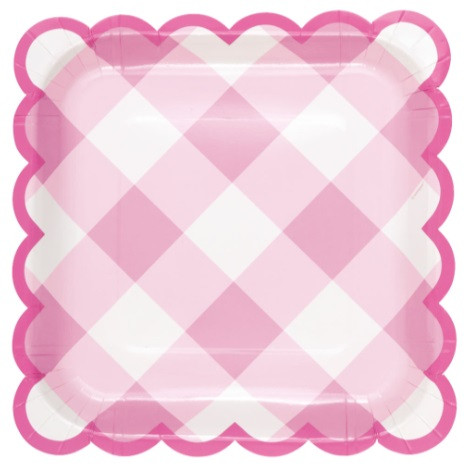 Pastel Gingham Dinner Plates - Party Time, Inc.