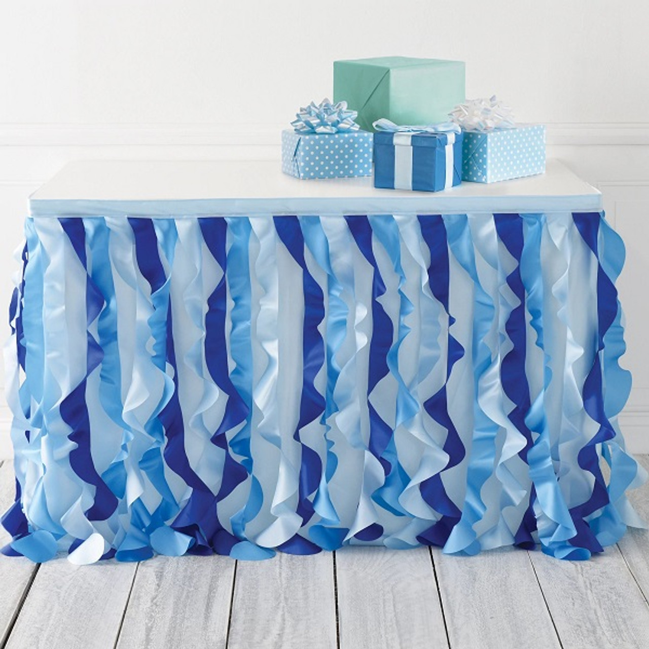 Blue Fabric Ruffle Table Skirt Party Time Inc