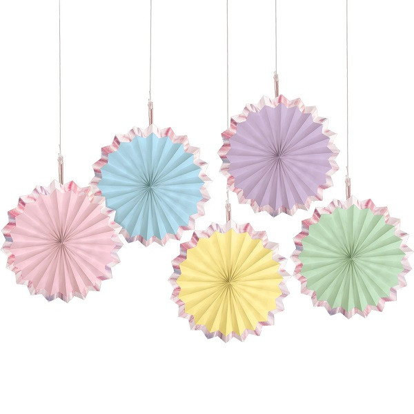 Pastel Hot Stamp Mini Paper Fans - Party Time, Inc.
