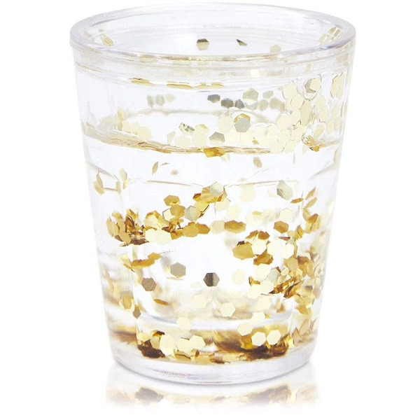 Gold Glitter Plastic Shot Glasses - Party Time, Inc.