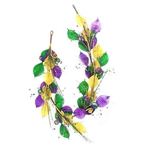 Mardi Gras Twisted Leaf Garland - Party Time, Inc.